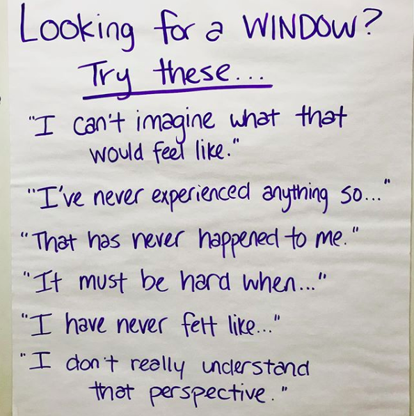 6th Grade Sentence Starters for Finding Windows and Empathy in Books